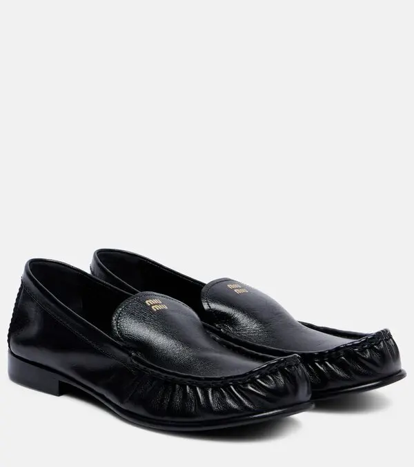 Miu Miu Logo Leather Loafers