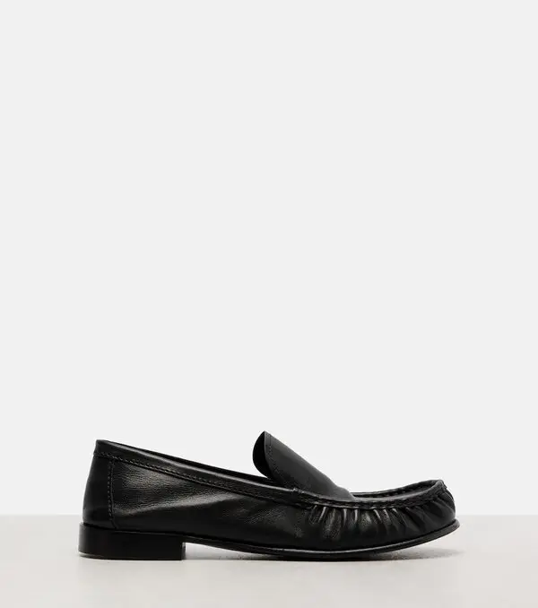 Miu Miu Logo Leather Loafers - Black