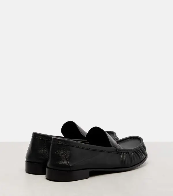 Miu Miu Logo Leather Loafers - Black