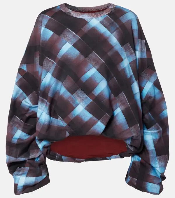 Dries Van Noten Checked Cotton Sweatshirt - Burgundy