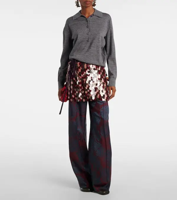 Dries Van Noten Wool Polo Sweater - Grey