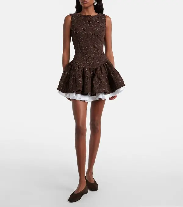 SHUSHU/TONG Knitted Wool-blend Minidress - Brown
