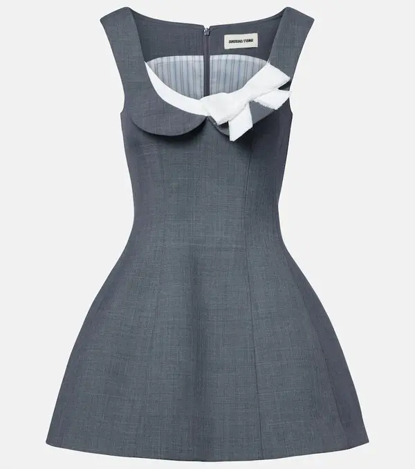 SHUSHU/TONG Off-shoulder Floral Print Minidress - Grey