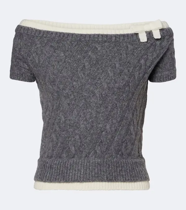 SHUSHU/TONG Bow-detail Cutout Top - Grey
