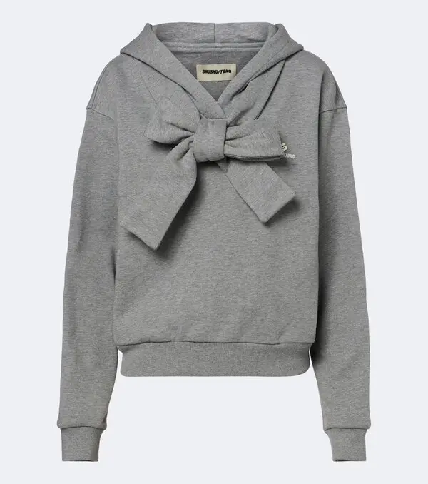 SHUSHU/TONG Bow-detail Cutout Top - Grey
