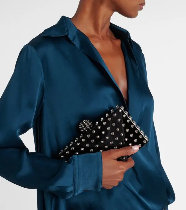 AQUAZZURA Cosmic Mini Studded Clutch - Black