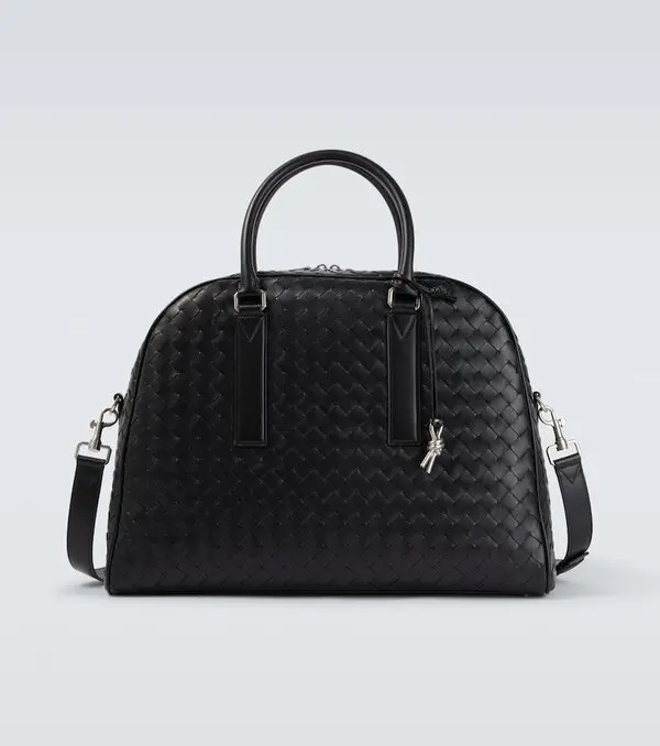 Bottega Veneta Getaway Intrecciato Leather Duffle Bag - Black