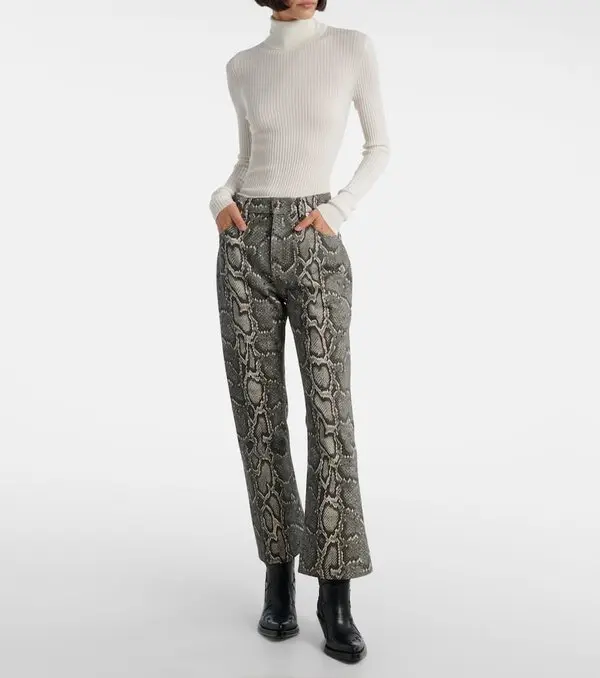 Gabriela Hearst Ezra Snake-effect Bootcut Jeans - Grey
