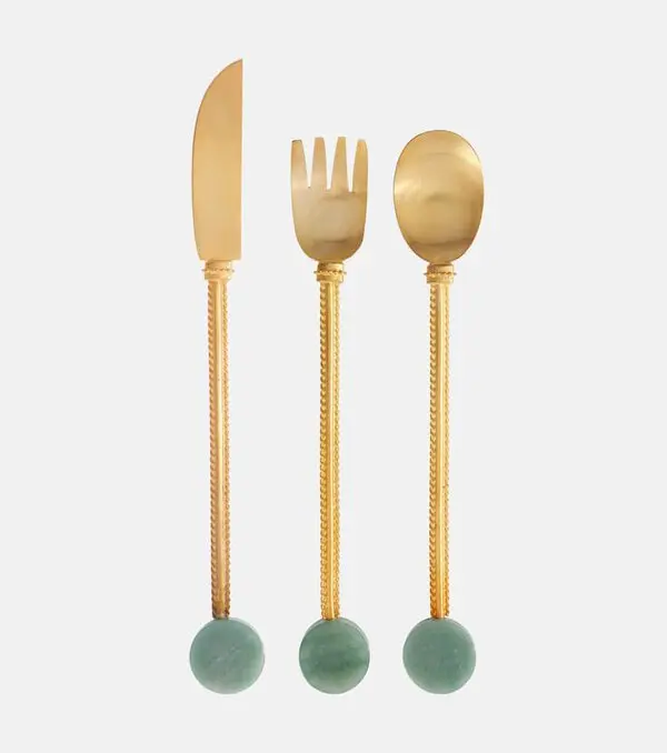 NATALIA CRIADO Embellished -plated Cutlery Set - Gold