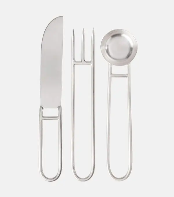 NATALIA CRIADO Artefacto -plated 3-piece Cutlery Set - Silver