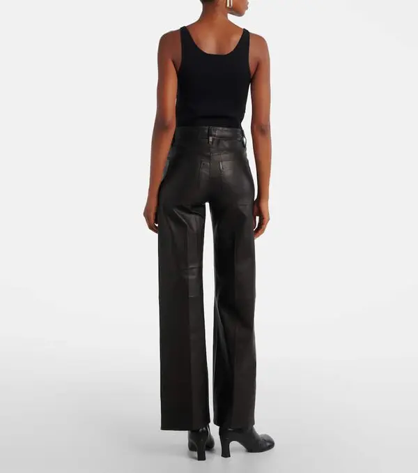 FRAME Le Slim Palazzo High-rise Leather Pants