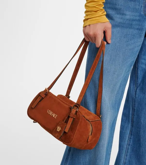 Versace Suede Shoulder Bag - Brown