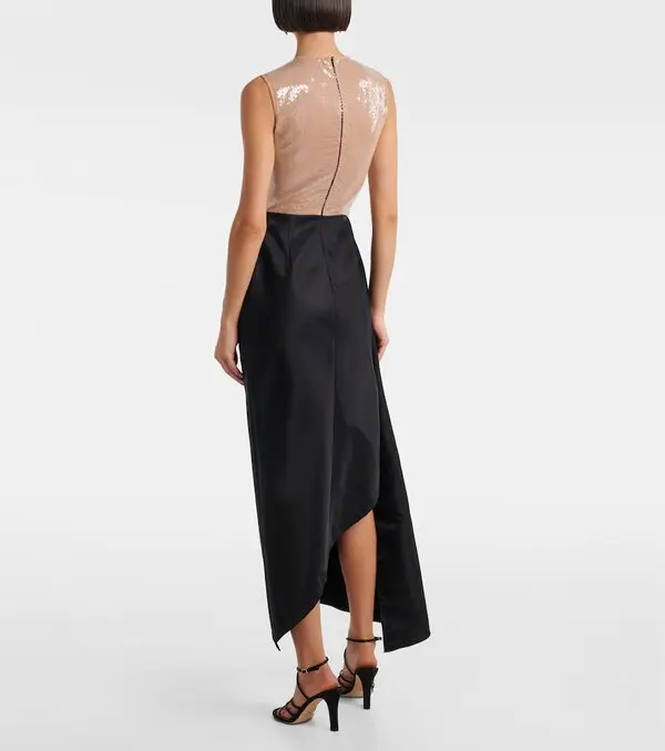 David Koma Sequined Draped Maxi Dress