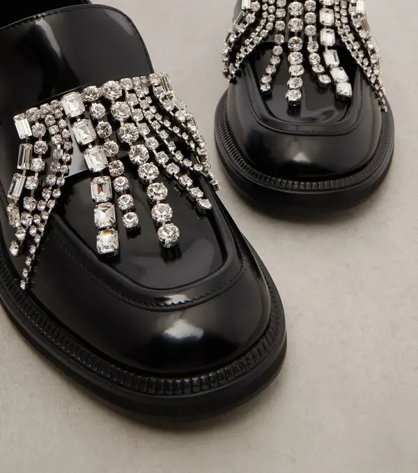 JIMMY CHOO Tylor Embellished Leather Loafer Pumps