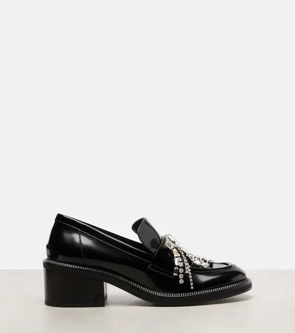 JIMMY CHOO Tylor Embellished Leather Loafer Pumps