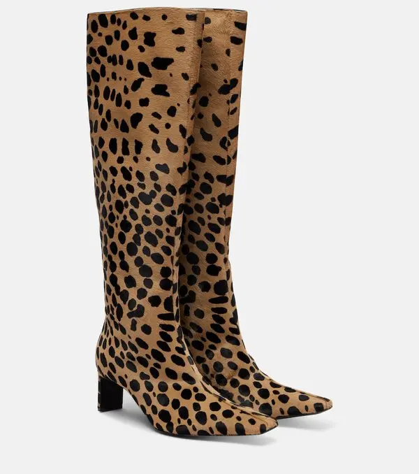Khaite Ona 55 Calf Hair Knee-high Boots - Beige