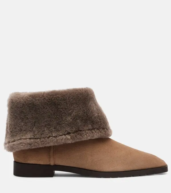 TOTEME Shearling-lined Suede Ankle Boots - Brown