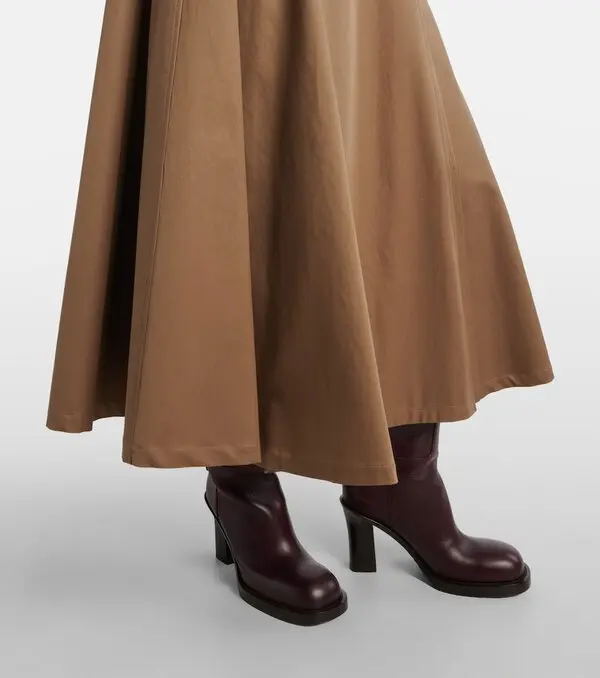 Burberry Belted Cotton Midi Skirt - Brown