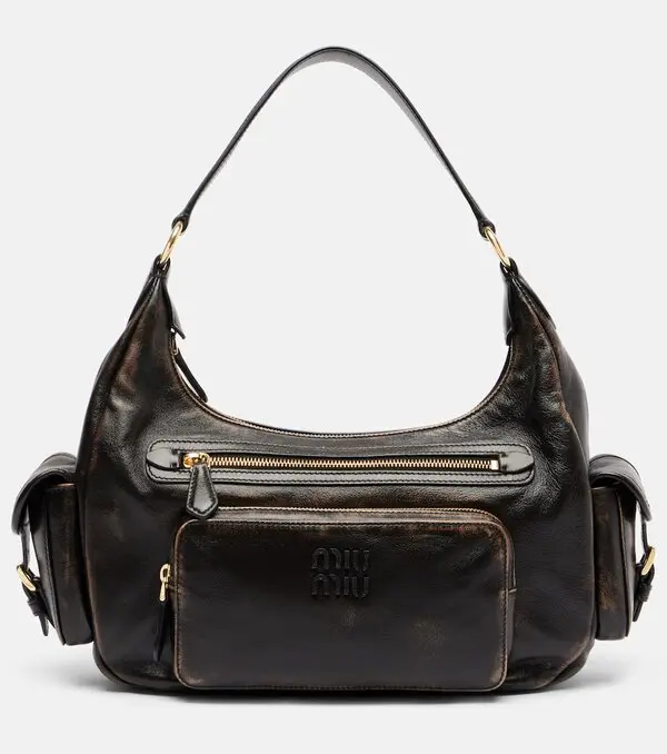 Miu Miu Nappa Leather Shoulder Bag - Brown | Editorialist