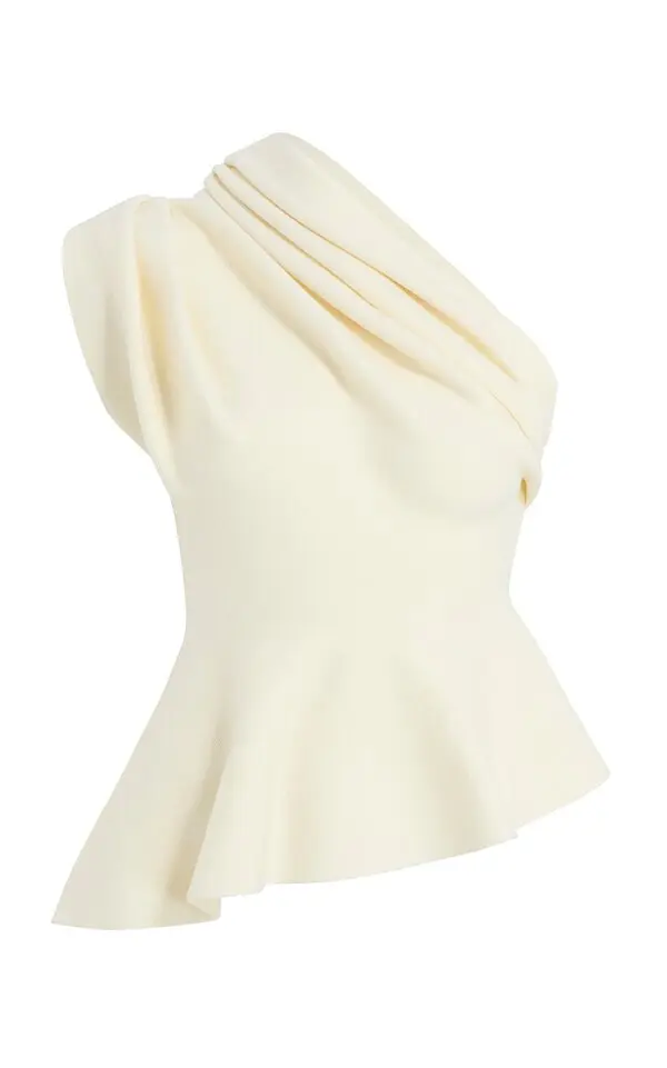 Khaite Aimee Asymmetric Merino-wool Top - Ivory