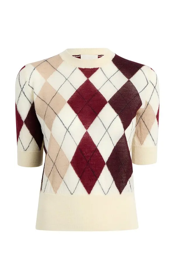 Khaite Argyle-knit Cashmere-blend Top - Ivory