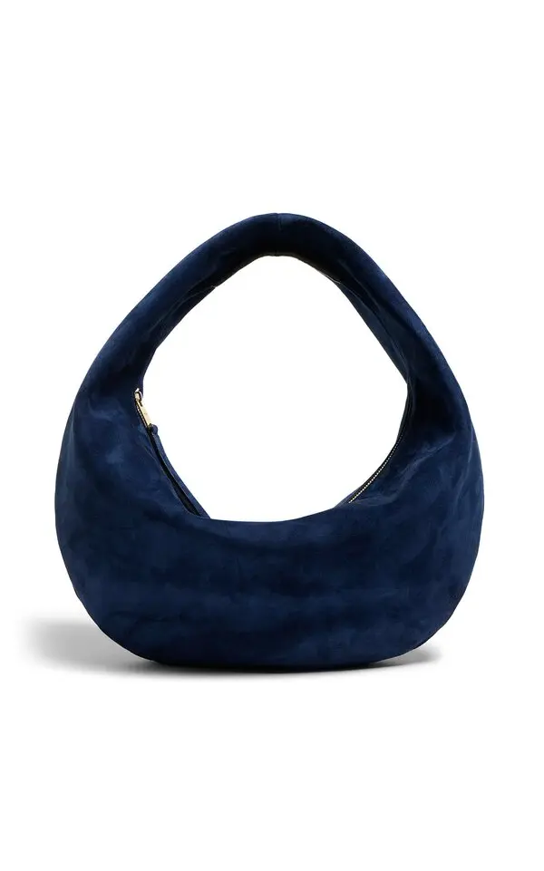 Khaite Olivia Medium Suede Hobo Bag - Navy