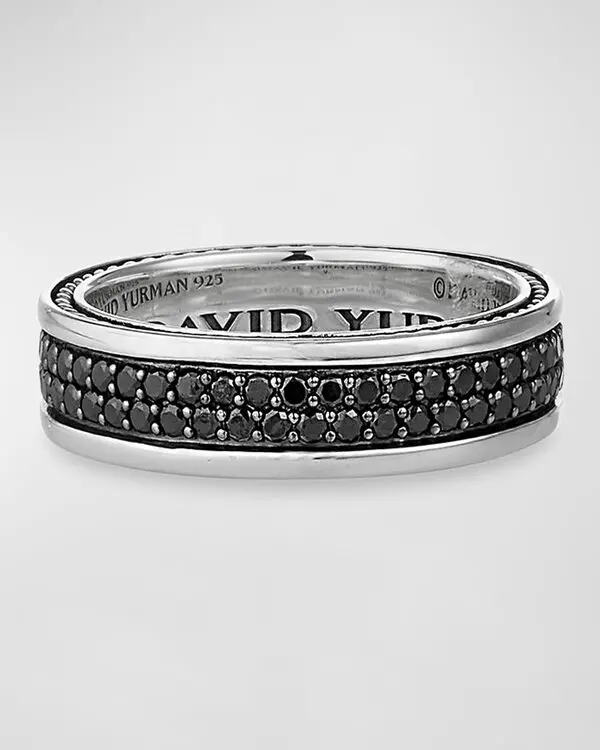 David Yurman Streamline Two-row Band Ring - Black Diamond