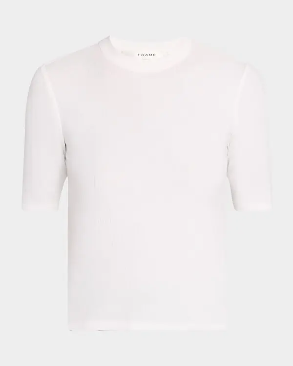FRAME Ribbed Crewneck Tee - White