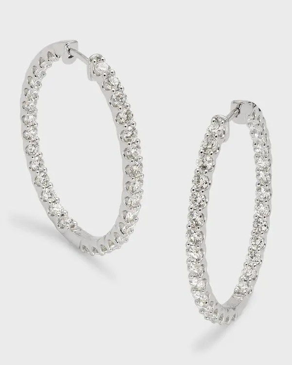 Neiman Marcus 18k Diamond Hoop Earrings - White Gold