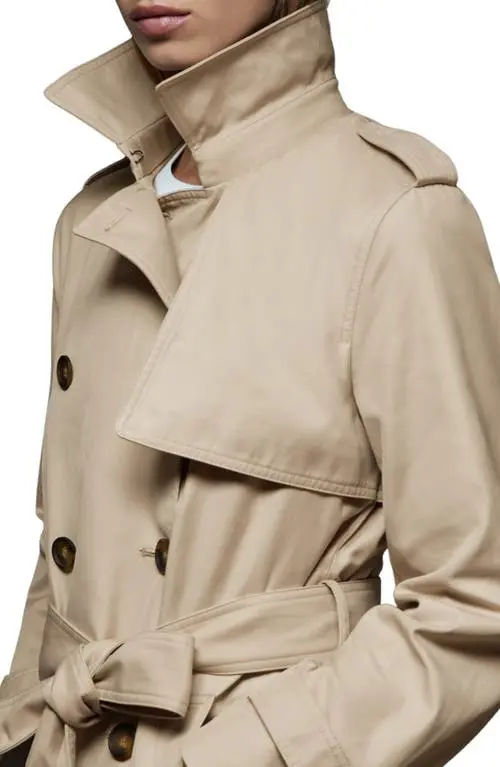 REISS Azura Trench Coat With Removable Quilted Hood - Stone