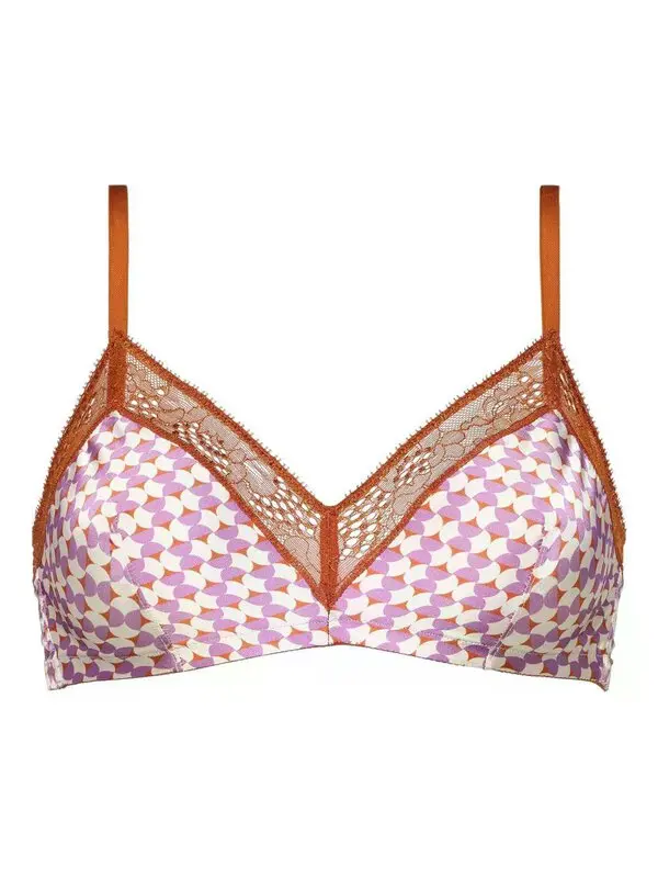 ERES Indie Geometric-print Lace-trimmed Bra - Purple