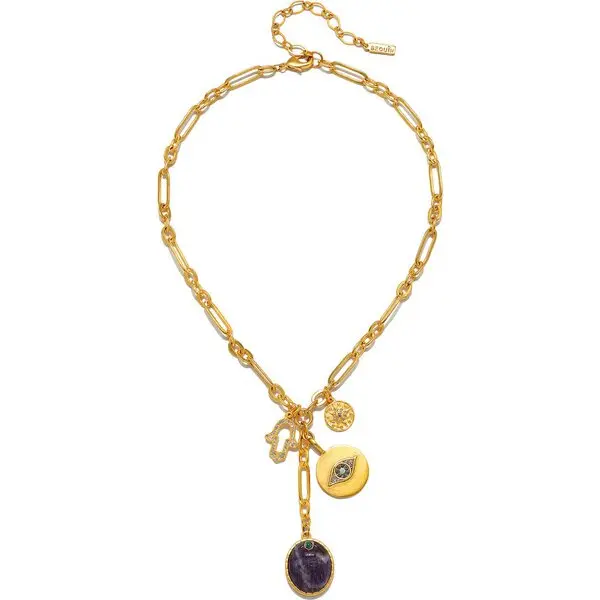 Sequin Isadora Charm Necklace - Gold