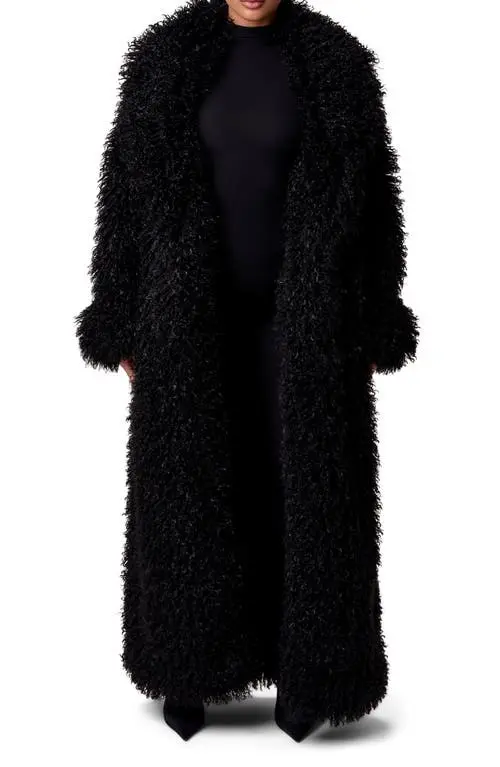 Naked Wardrobe Faux Shearling Coat - Black