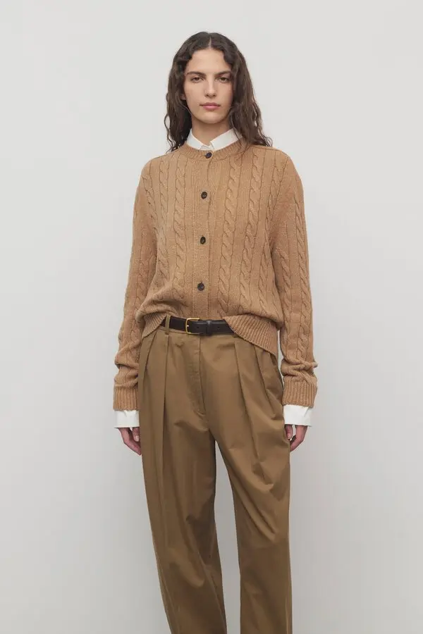 THE ROW Loneke Wool Cardigan - Fawn