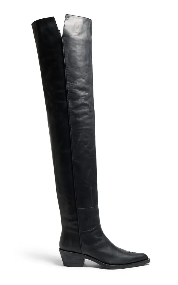 Khaite Clive Over-the-knee Leather Boots - Black