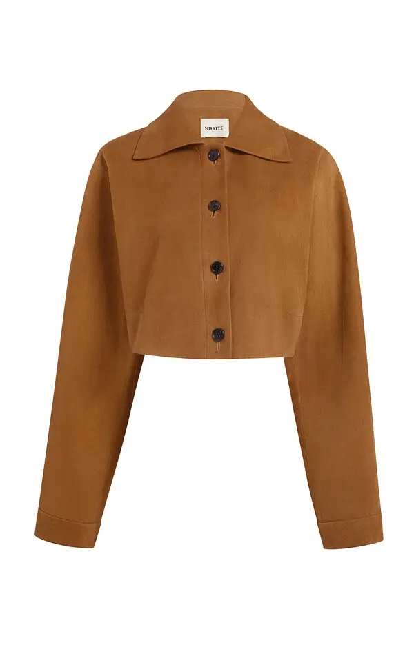Khaite Sue Cropped Suede Jacket - Brown