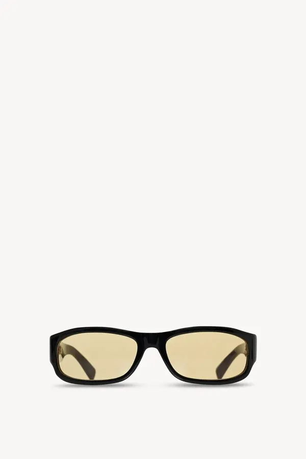 THE ROW Bowen Rectangle Sunglasses - Black / Light Yellow