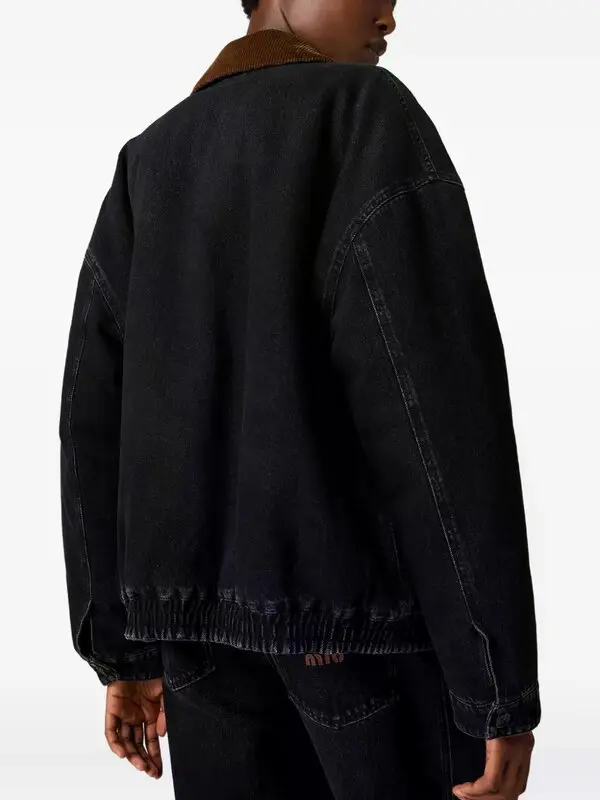 Miu Miu Contrast-collar Logo Blouson Jacket - Black