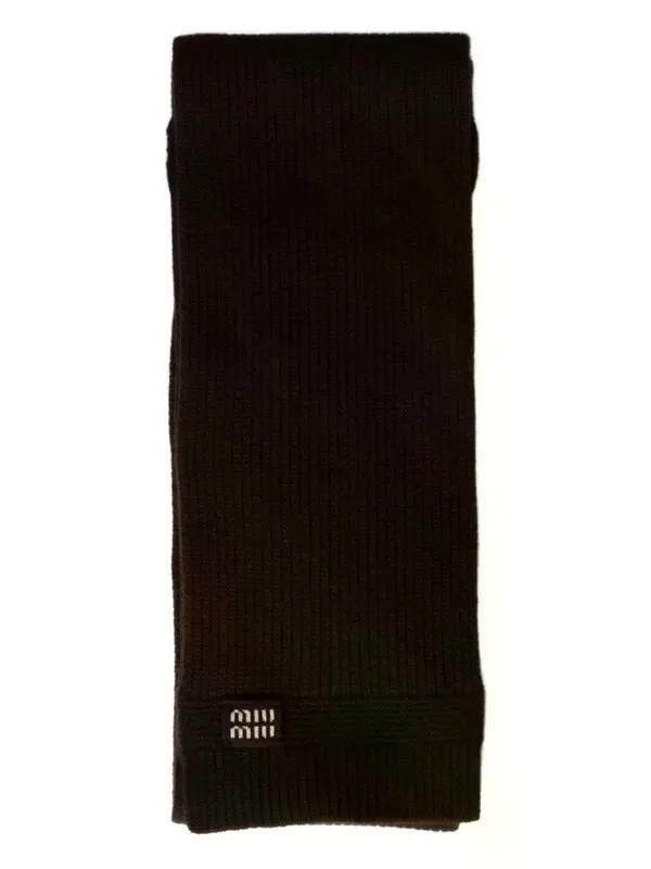 Miu Miu Logo-intarsia Cashmere Scarf - Brown