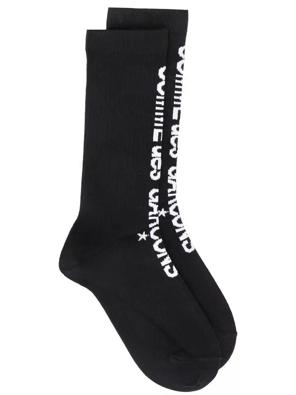 Comme Des Garçons Logo Print Socks - Black