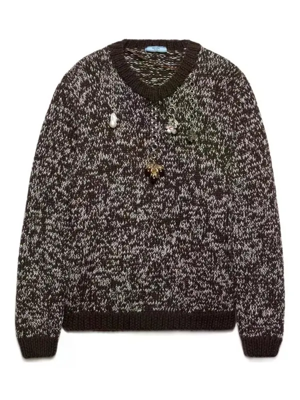Prada Charm-embellishment Sweater - Brown