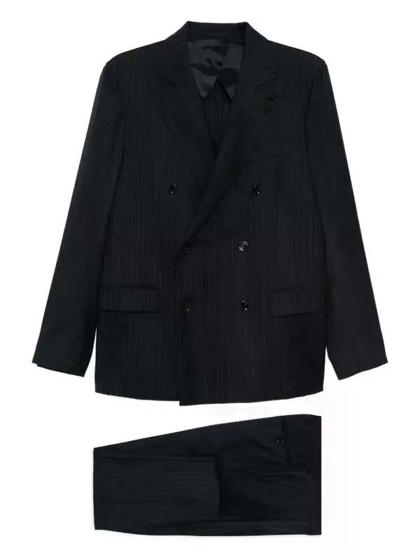 LARDINI Wool Double-breasted Suit - Blue