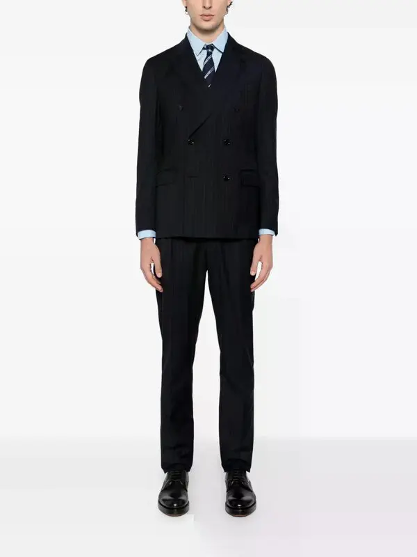 LARDINI Wool Double-breasted Suit - Blue