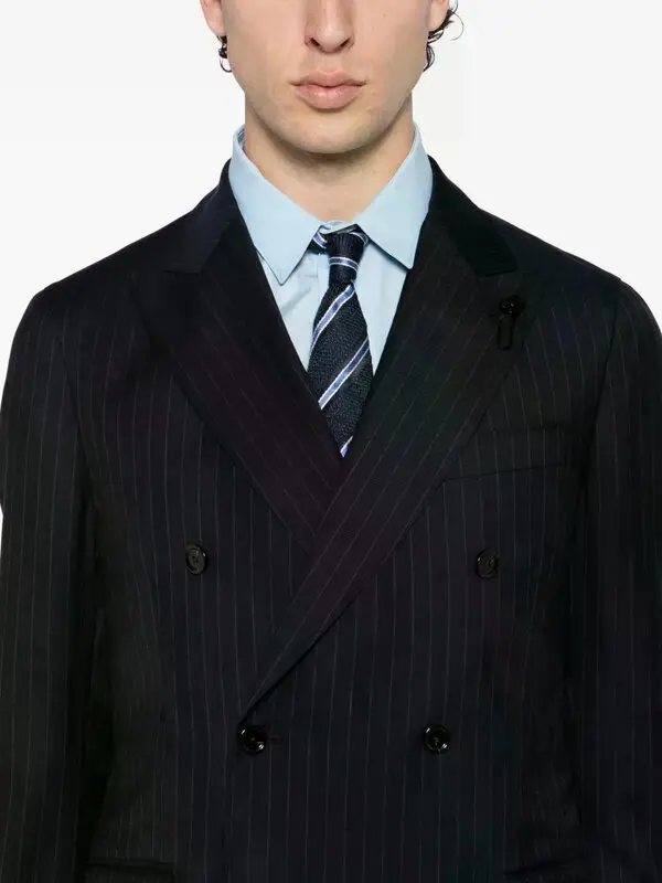 LARDINI Wool Double-breasted Suit - Blue