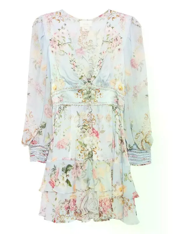 Camilla Tiled In Time Mini Dress - Blue