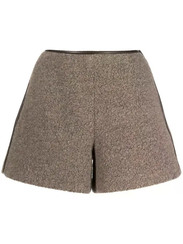GOODIOUS Shearling Wool-blend High-waisted Shorts