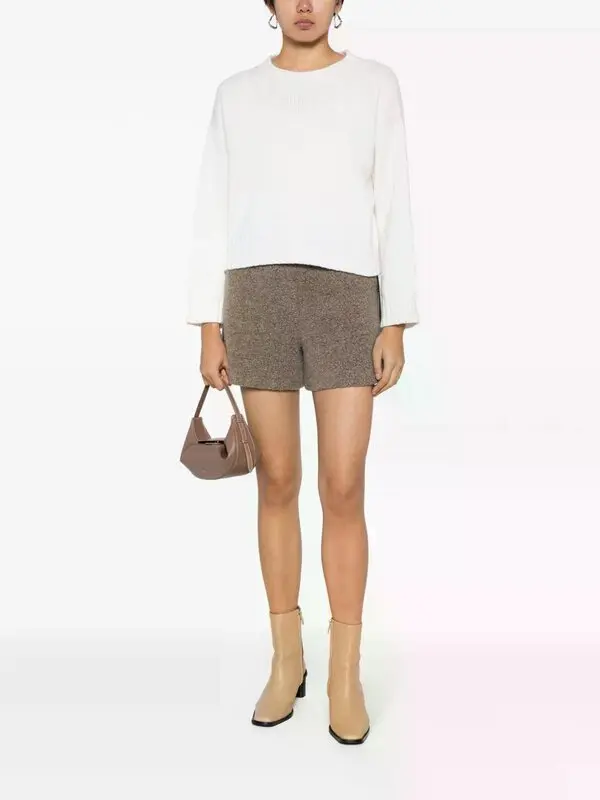 GOODIOUS Shearling Wool-blend High-waisted Shorts
