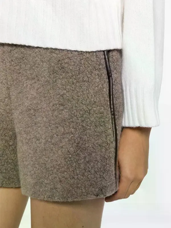 GOODIOUS Shearling Wool-blend High-waisted Shorts