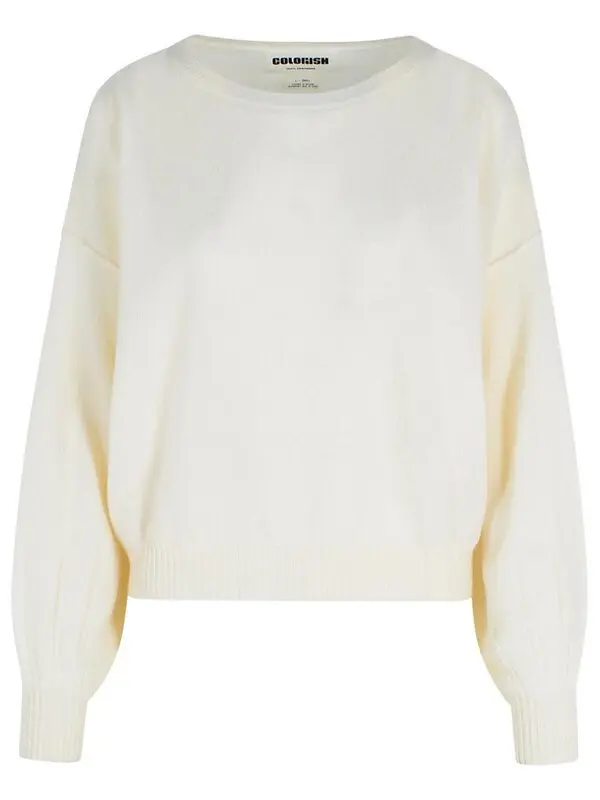 COLORUSH Cashmere Crew Neck Sweater - White