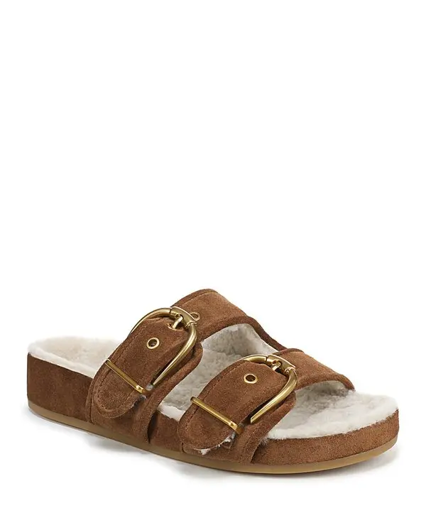 Veronica Beard Prue Shearling Buckled Sandals